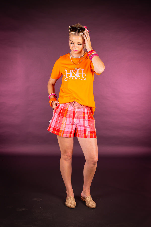 T Shirt - TS38 Orange with Baby Pink H&H Logo – Hitchley & Harrow