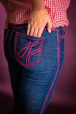 Ultra High Rise - SR2246 "Avondale" Hot Pink Stitch Jeans – Hitchley ...
